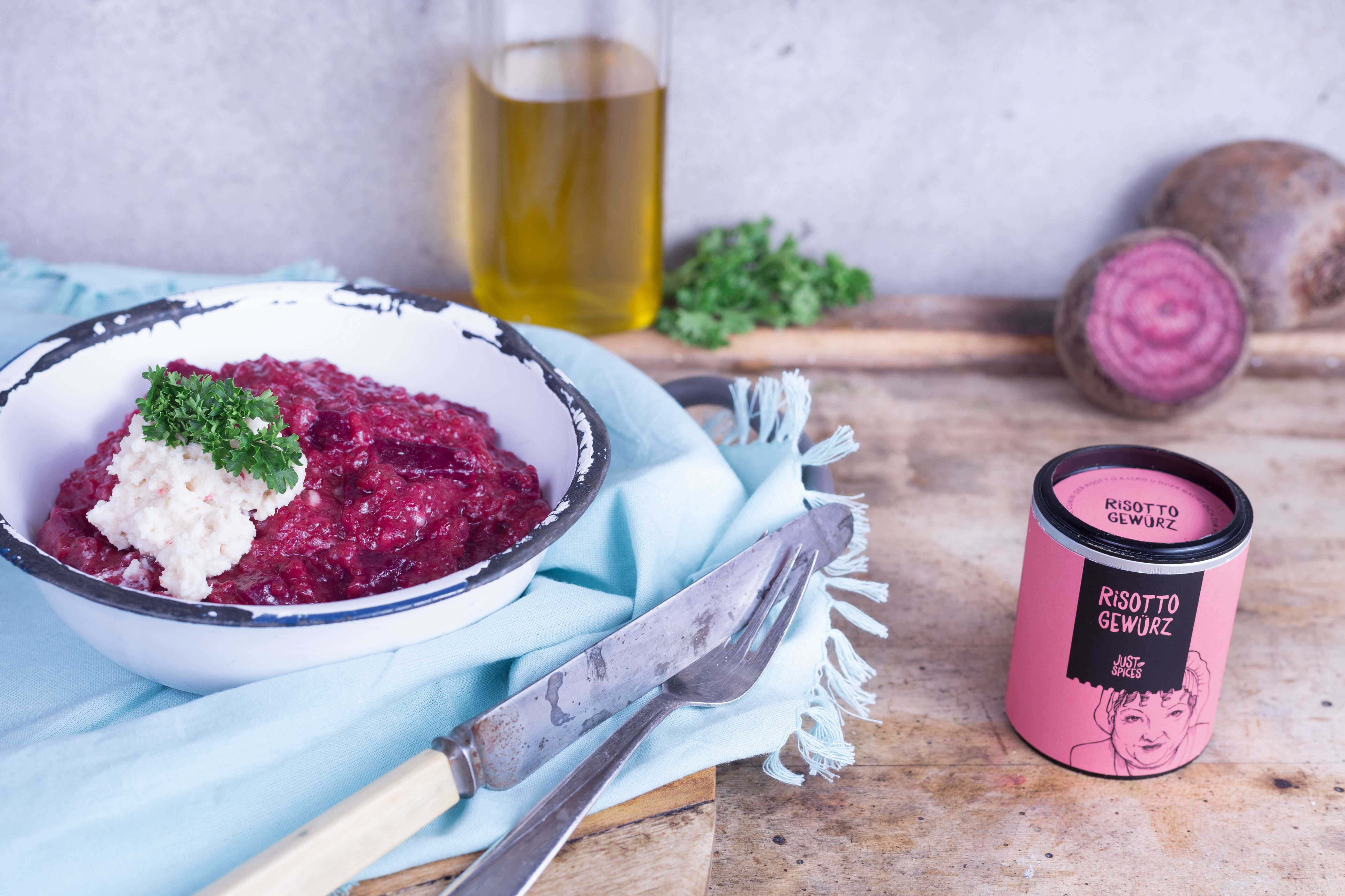 Rote Beete Risotto mit Meerrettichschaum | Rezept | JUST SPICES®